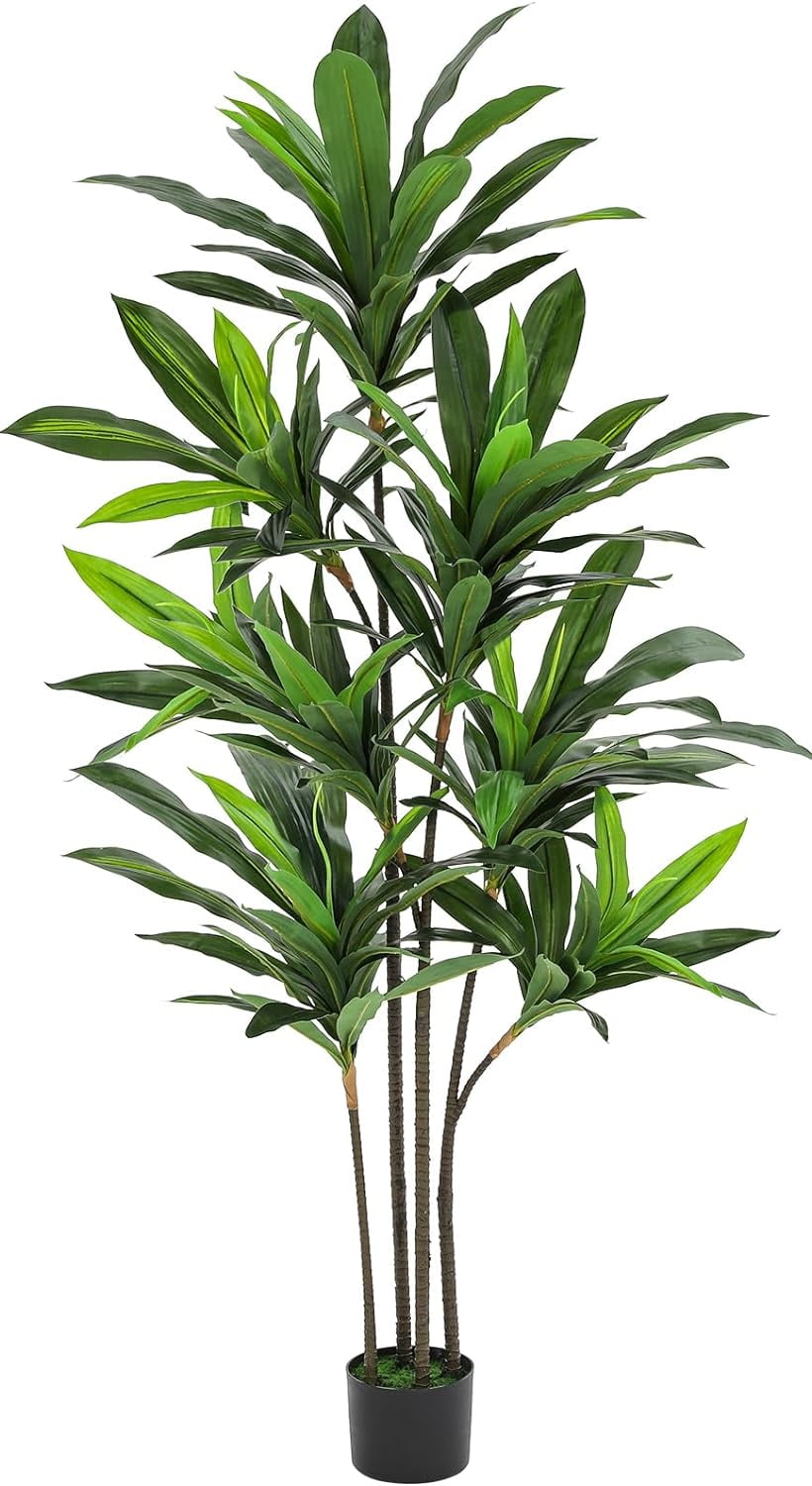 Dracaena Silk Plant Artificial 6ft Faux House Plants Evergreen Dracaena ...