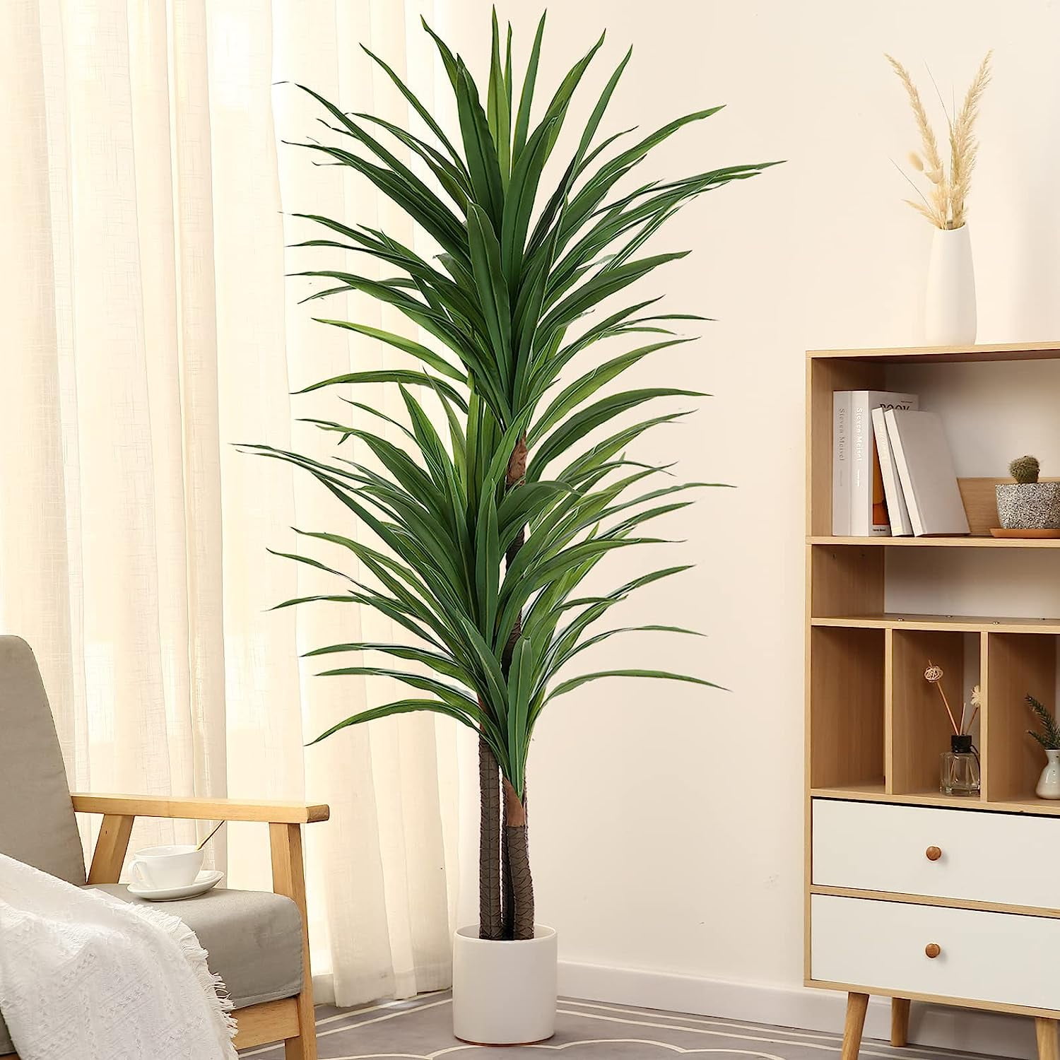 Dracaena Silk Plant Corn Stalk 6ft Tall Faux Plants Indoor Large Fake ...