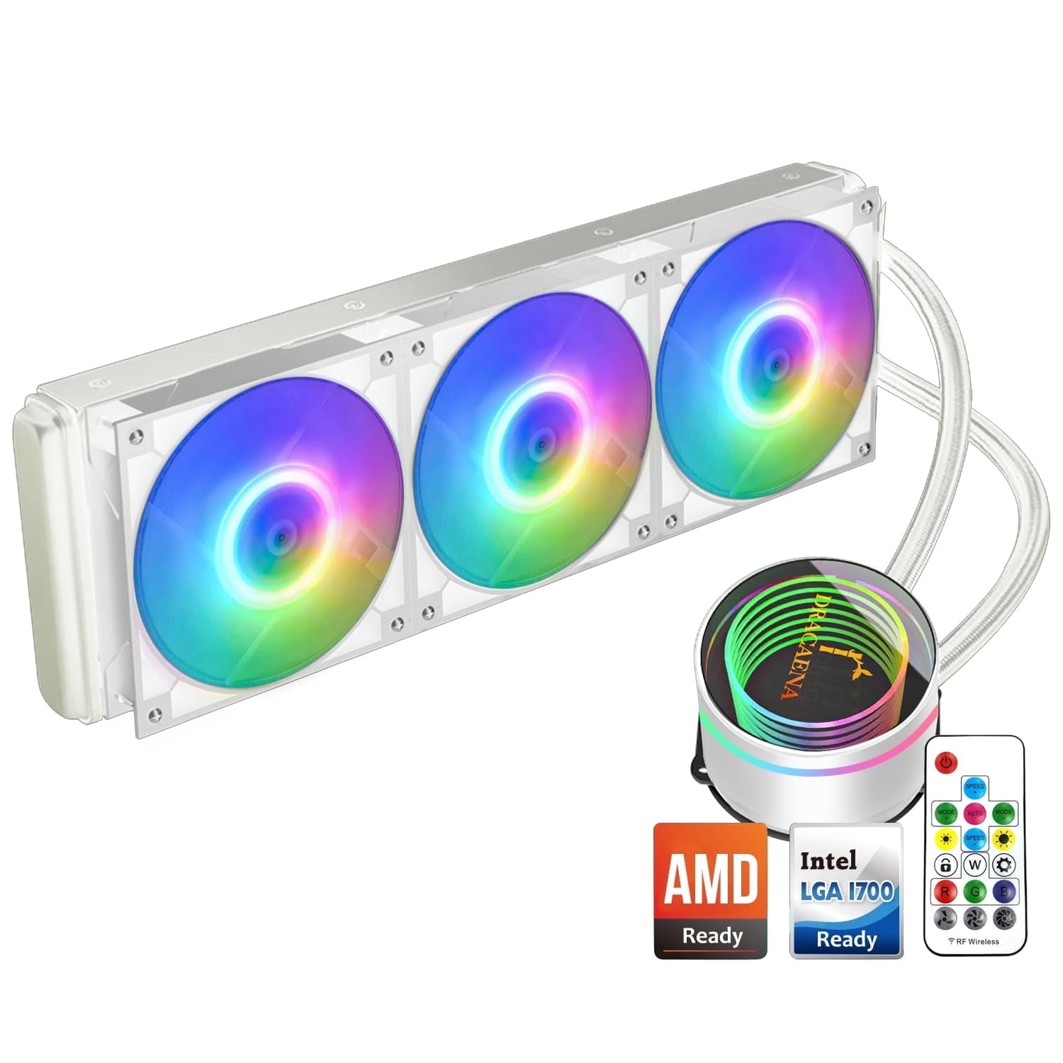 Dracaena.io 360mm AIO CPU Cooler - Single, Quiet PWM Fan for Small Form ...