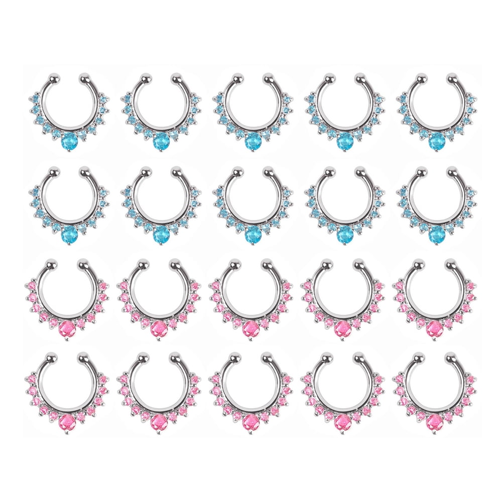 Dracceev 20 pcs false septal nose ring non perforated nasal septal ring ...