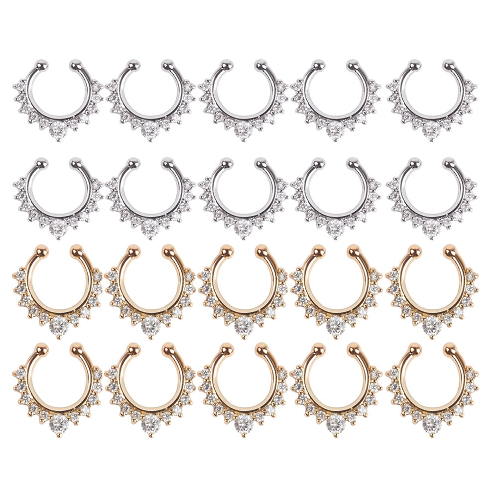 Dracceev 20 pcs false septal nose ring non perforated nasal septal ring ...
