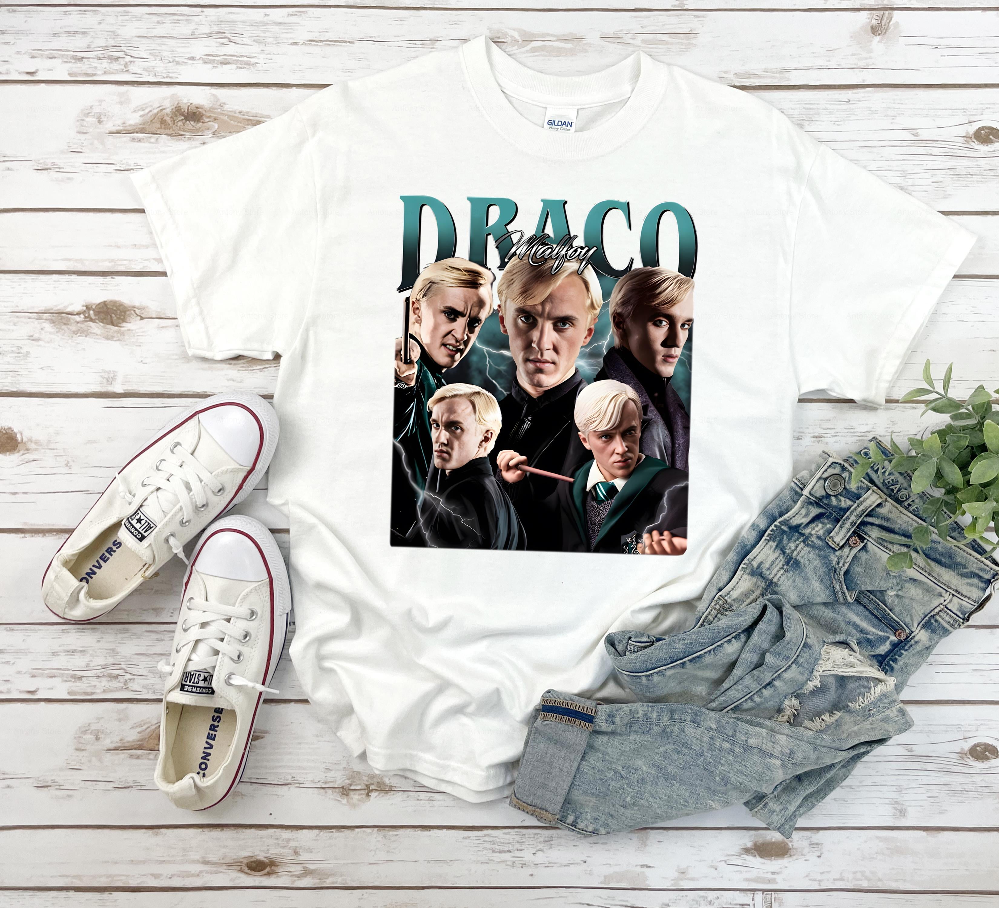 Draco Malfoy Graphic Tee Vintage Harry Potter 90s Fan T-Shirt unisex up to 5XL - Walmart.com