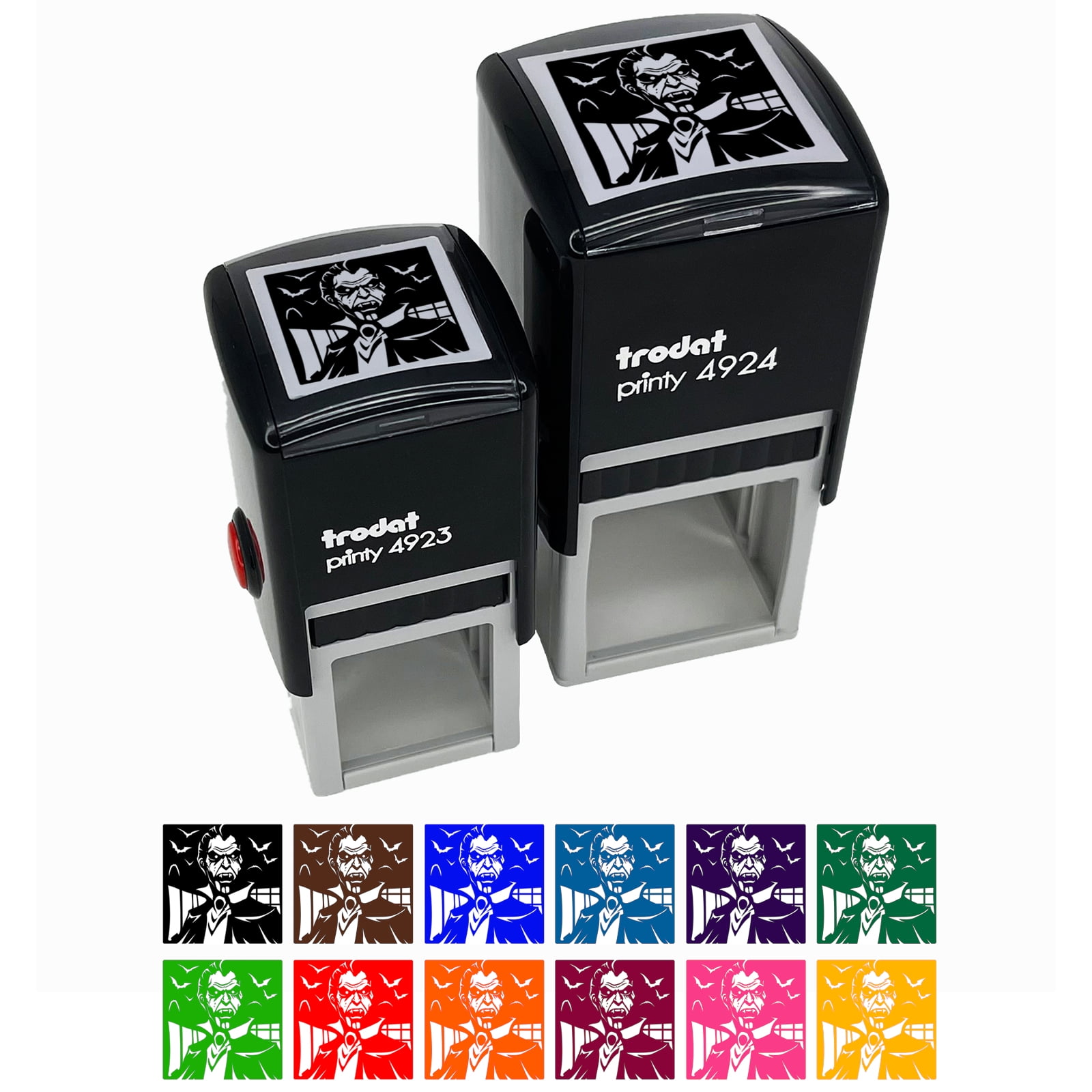 Dracula Vampire with Bats Halloween Self-Inking Rubber Stamp Ink ...