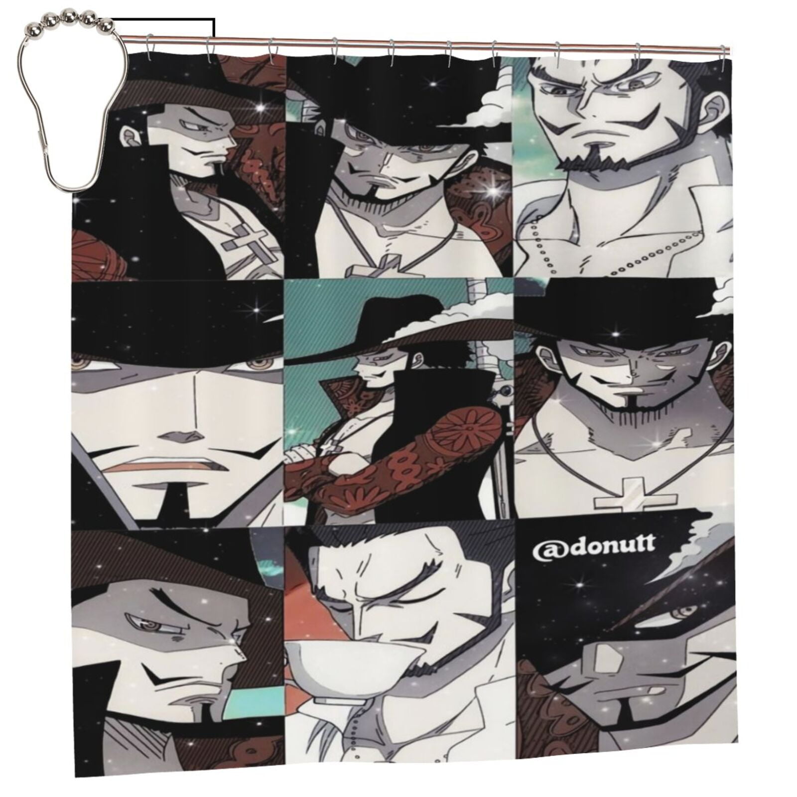 Dracule Mihawk Anime bathroom shower curtain set with hook family ...