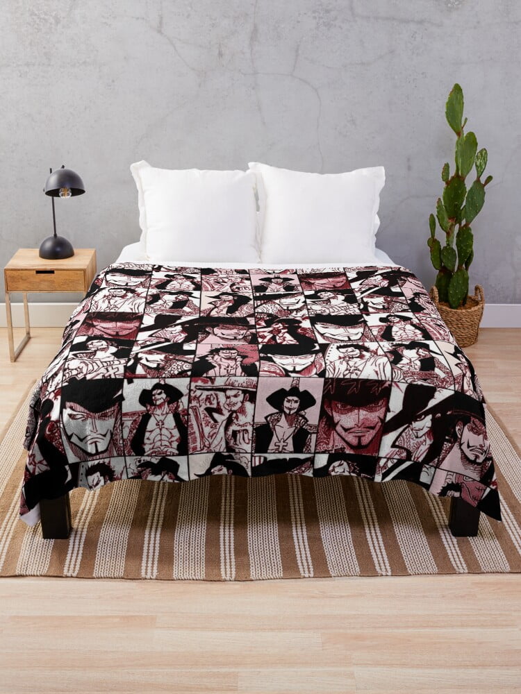 Dracule Mihawk - One Piece Manga Panel collage color Throw Blanket Soft ...