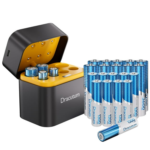 Dracutum AA AAA Rechargeable Batteries Combo with Charger, 24 Pack 1.5V ...