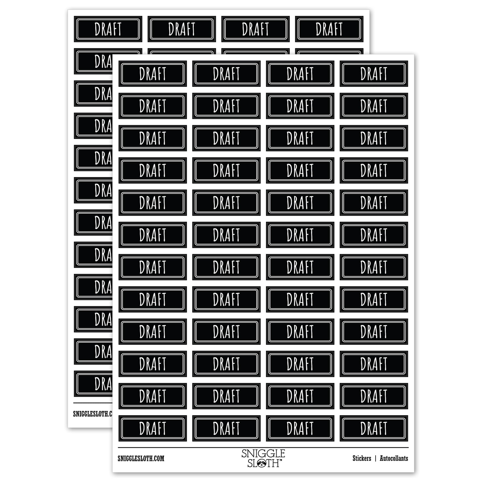 Draft Double Line Border Document Sticker Set - Black - Gloss Finish ...