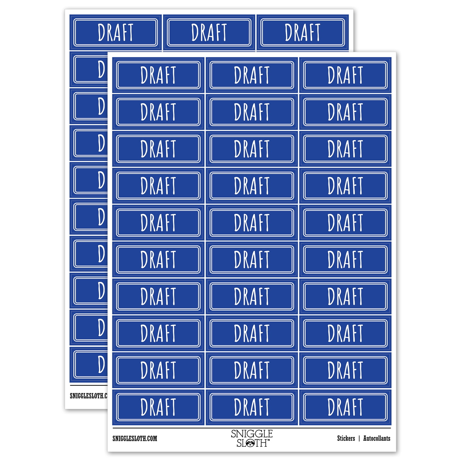 Draft Double Line Border Document Sticker Set - Dark Blue - Matte ...