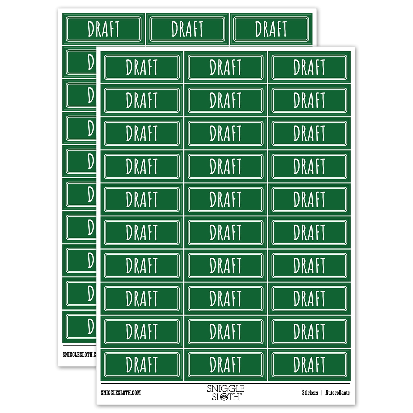 Draft Double Line Border Document Sticker Set - Dark Green - Gloss ...