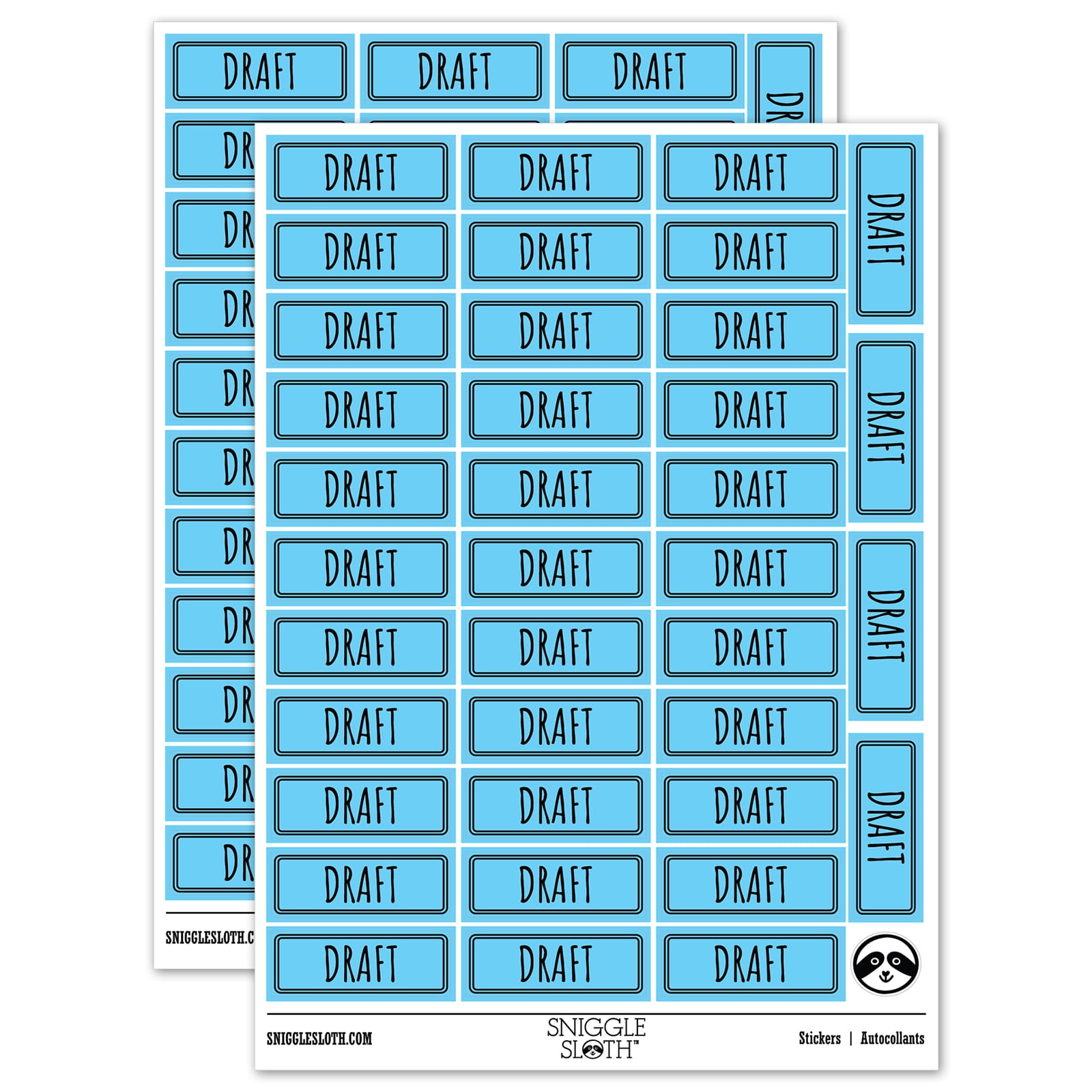 Draft Double Line Border Document Sticker Set - Light Blue - Matte ...