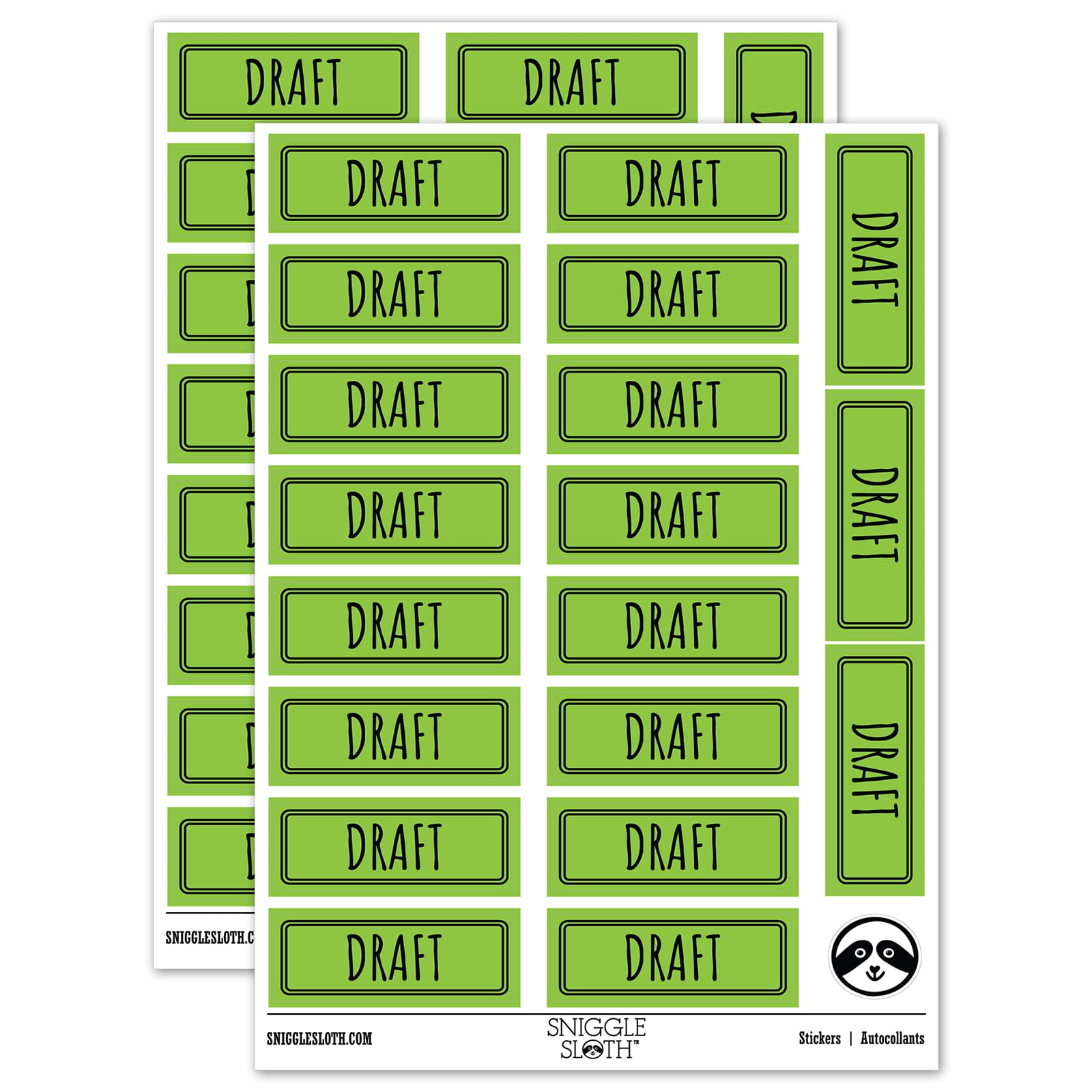 Draft Double Line Border Document Sticker Set - Light Green - Gloss ...