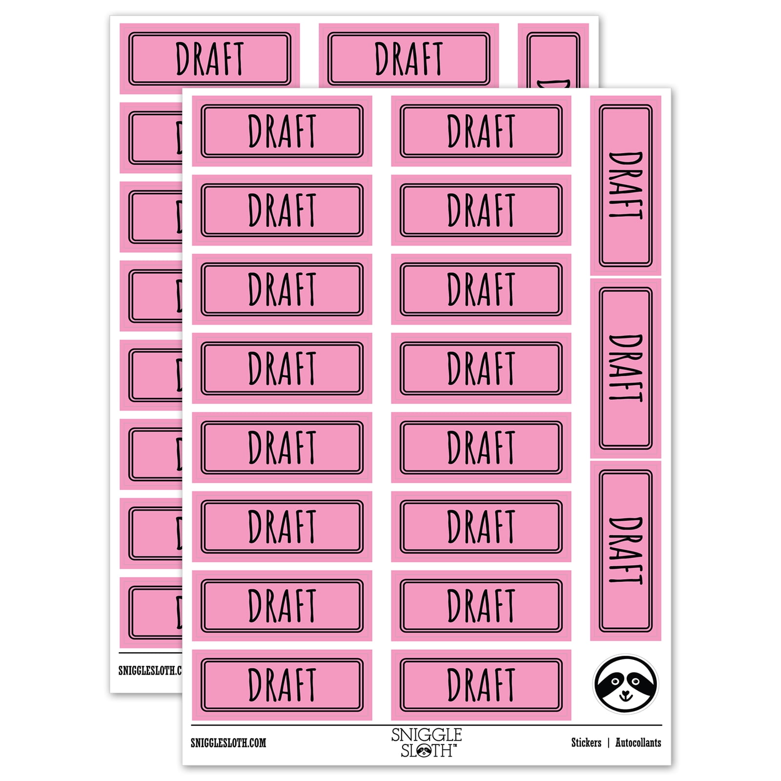 Draft Double Line Border Document Sticker Set - Light Pink - Gloss ...