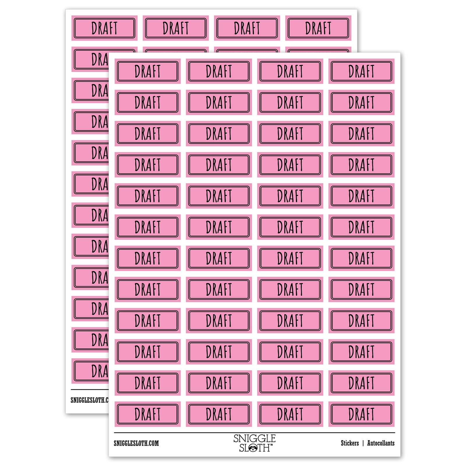Draft Double Line Border Document Sticker Set - Light Pink - Matte ...
