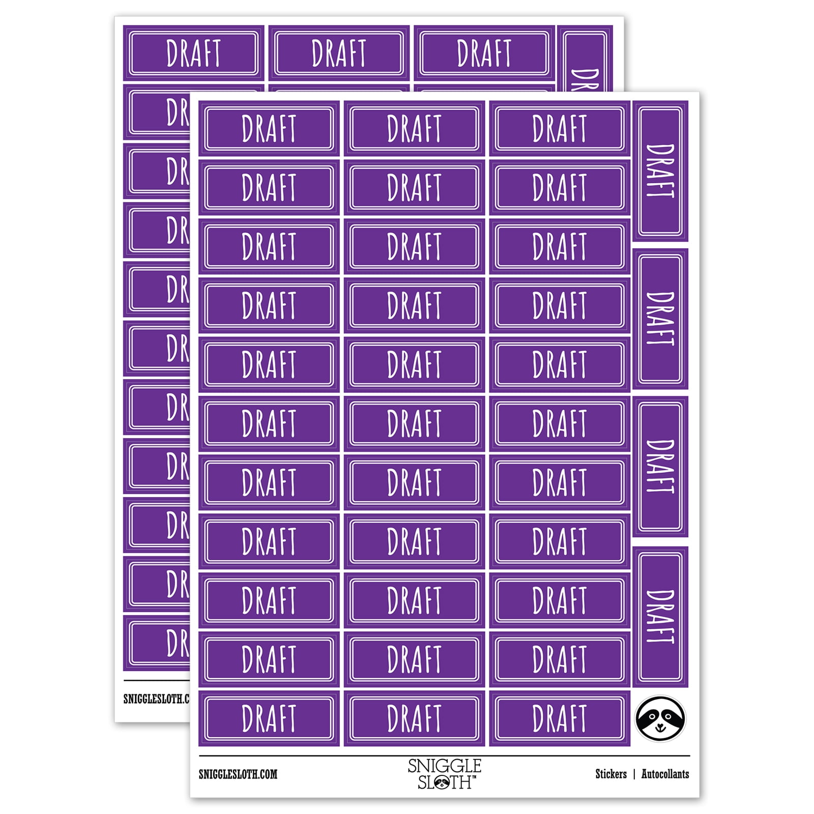 Draft Double Line Border Document Sticker Set - Purple - Gloss Finish ...