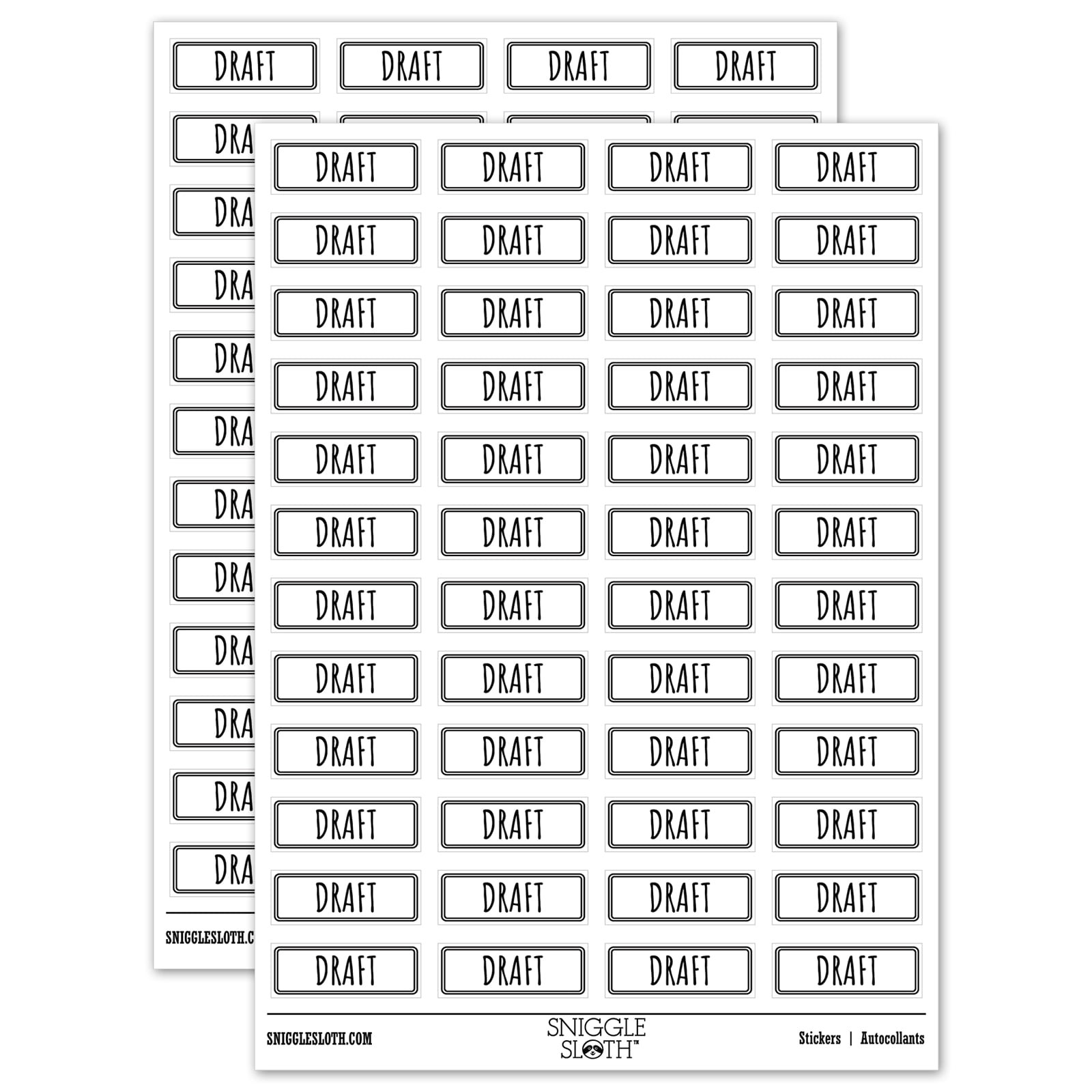 Draft Double Line Border Document Sticker Set - White - Gloss Finish ...