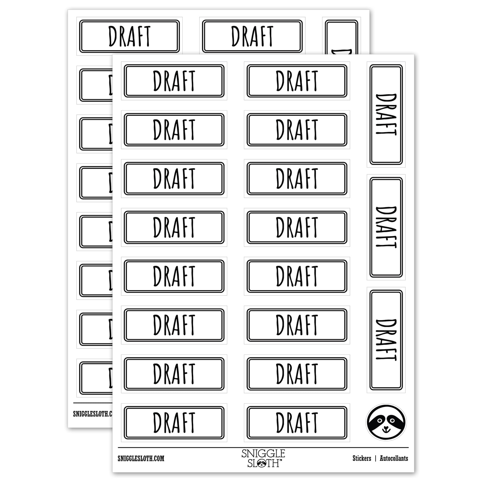 Draft Double Line Border Document Sticker Set - White - Gloss Finish ...