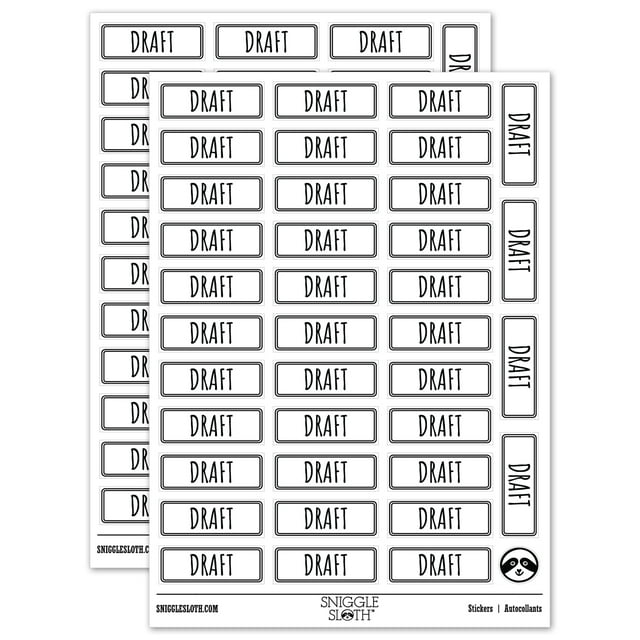 Draft Double Line Border Document Sticker Set - White - Matte Finish ...
