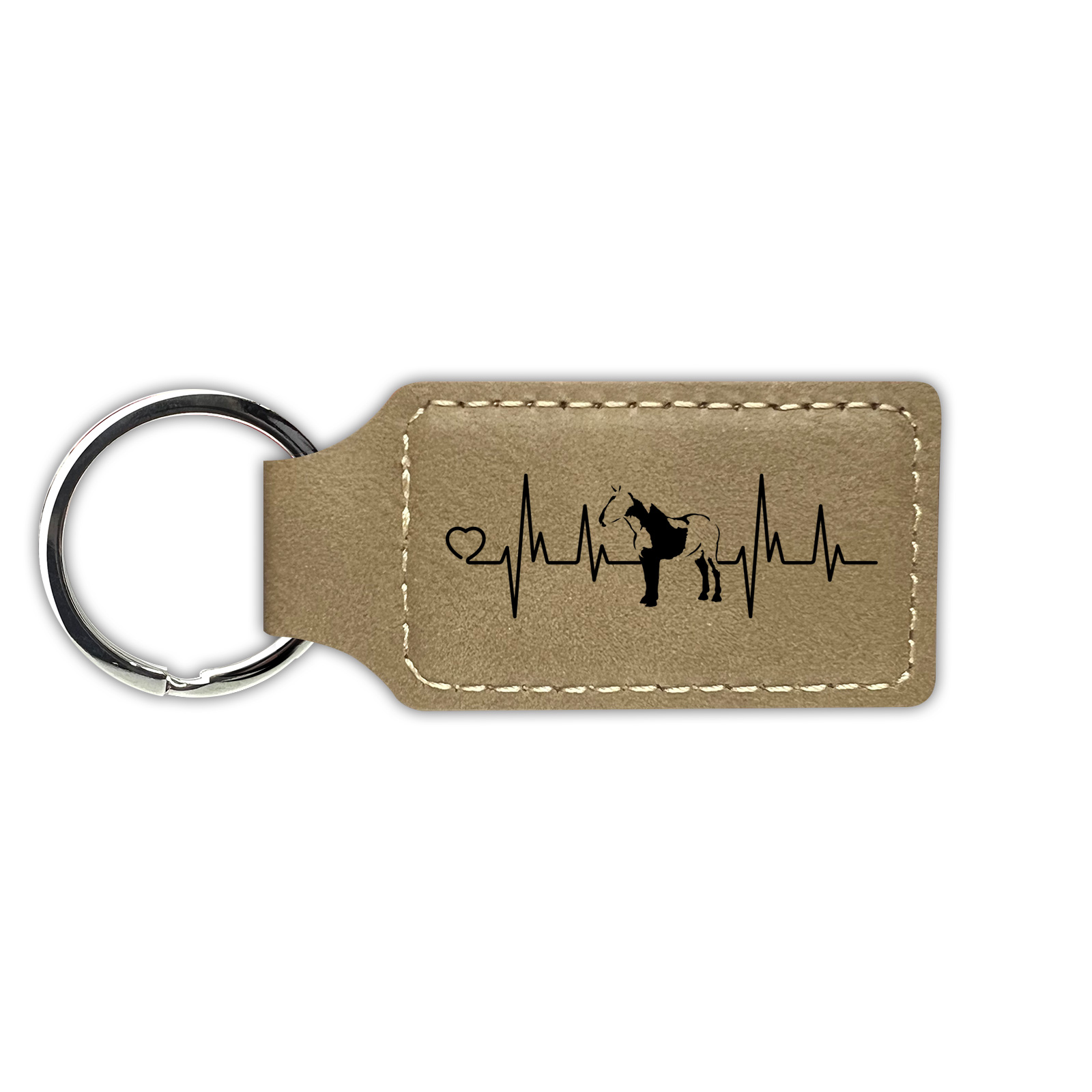 Draft Horse Heartbeat Lifeline Keychain Leatherette Rectangle - Laser Engraved - Many Colors ...