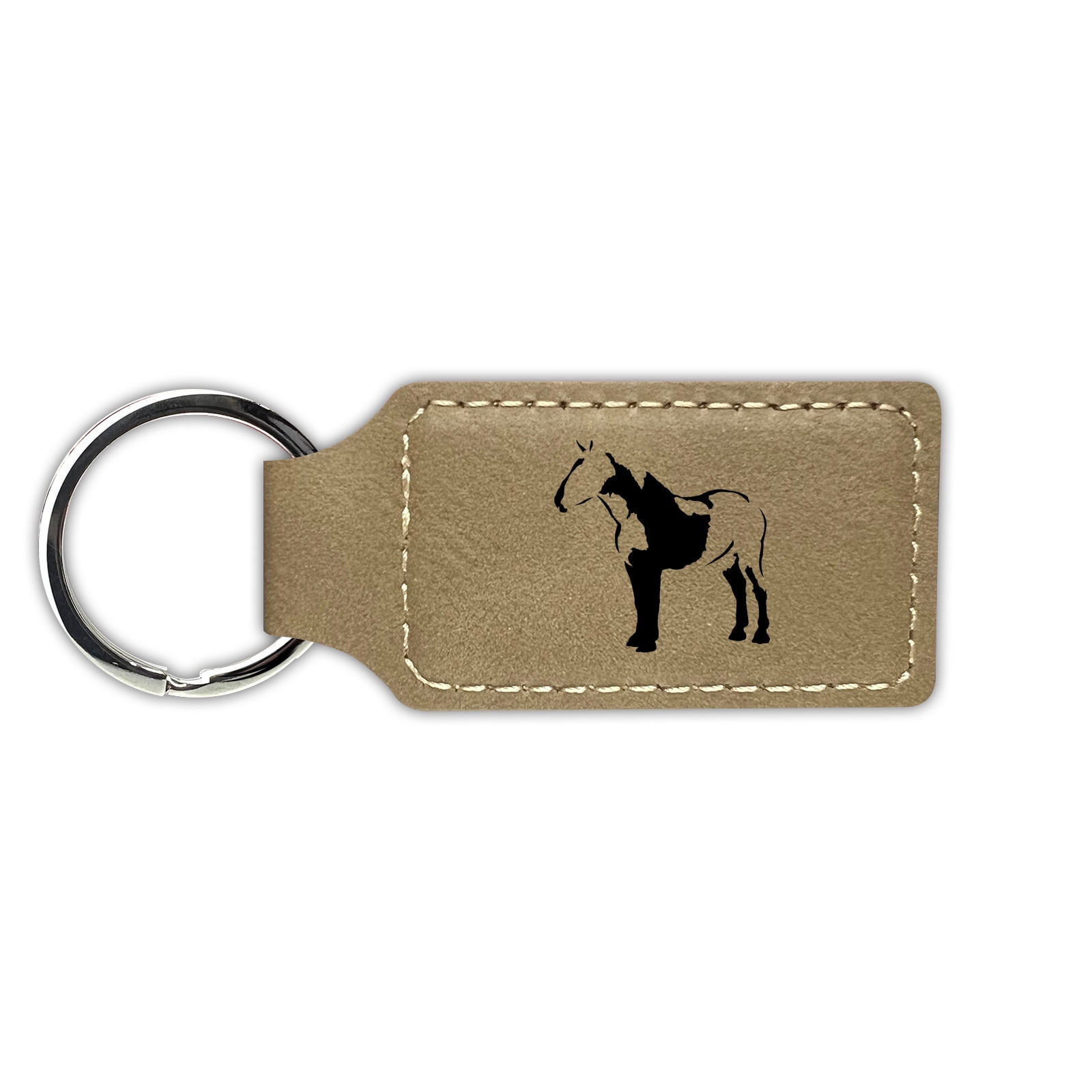 Draft Horse Keychain Leatherette Rectangle - Laser Engraved - Many ...