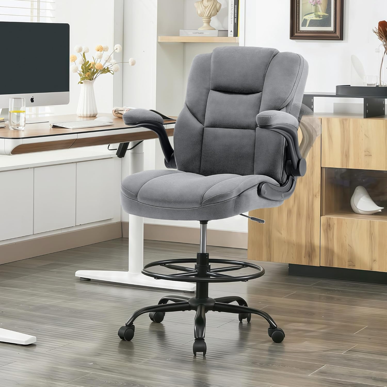 Drafting Chair 500Lbs, Tall Office Chair for Standing Desk, Fabric ...