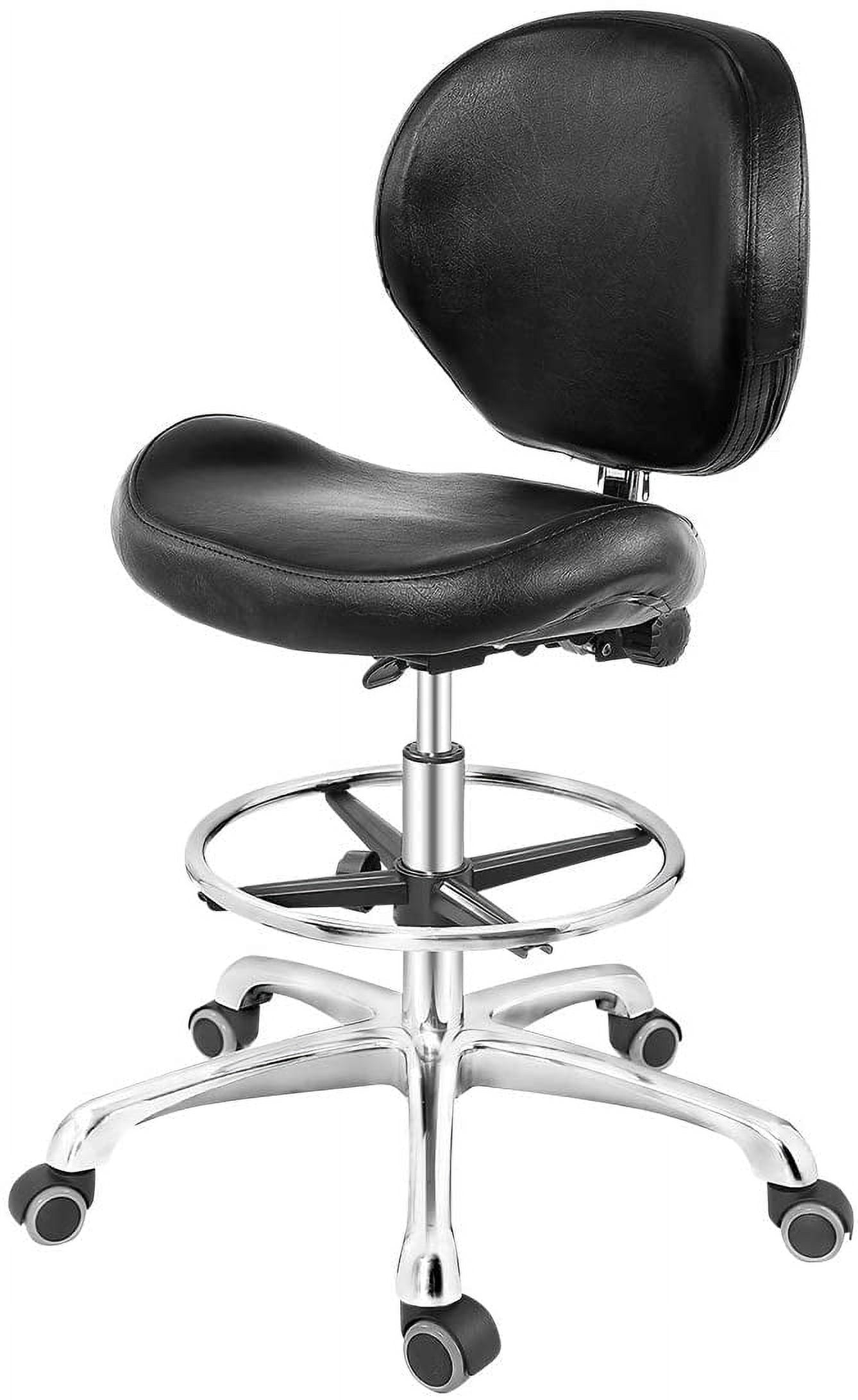 Drafting Chair Adjustable Tall Shop Stool, Rolling Chair with Backrest ...