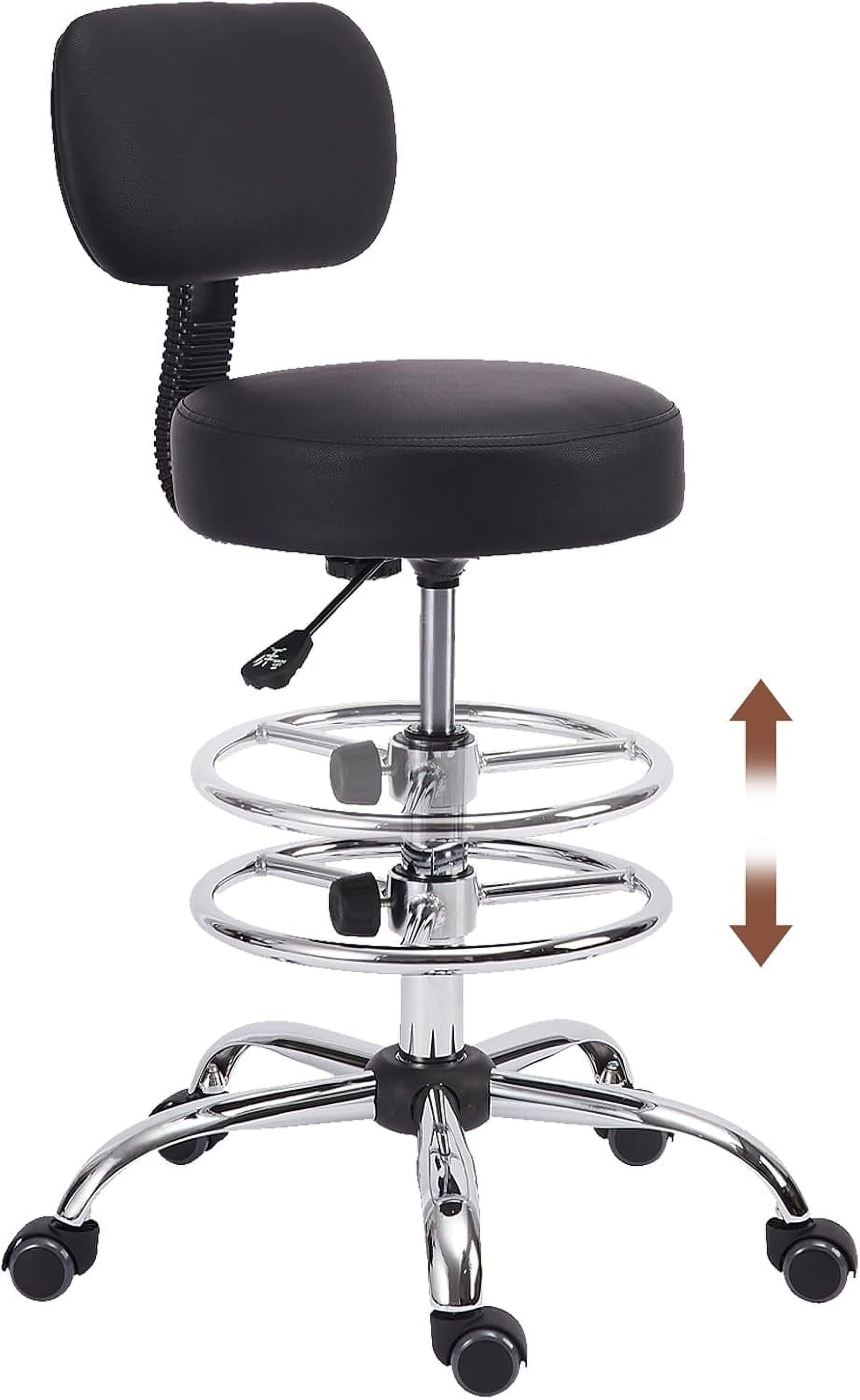 Drafting Chair with Backrest, Adjustable Foot Rest Height Rolling Stool ...