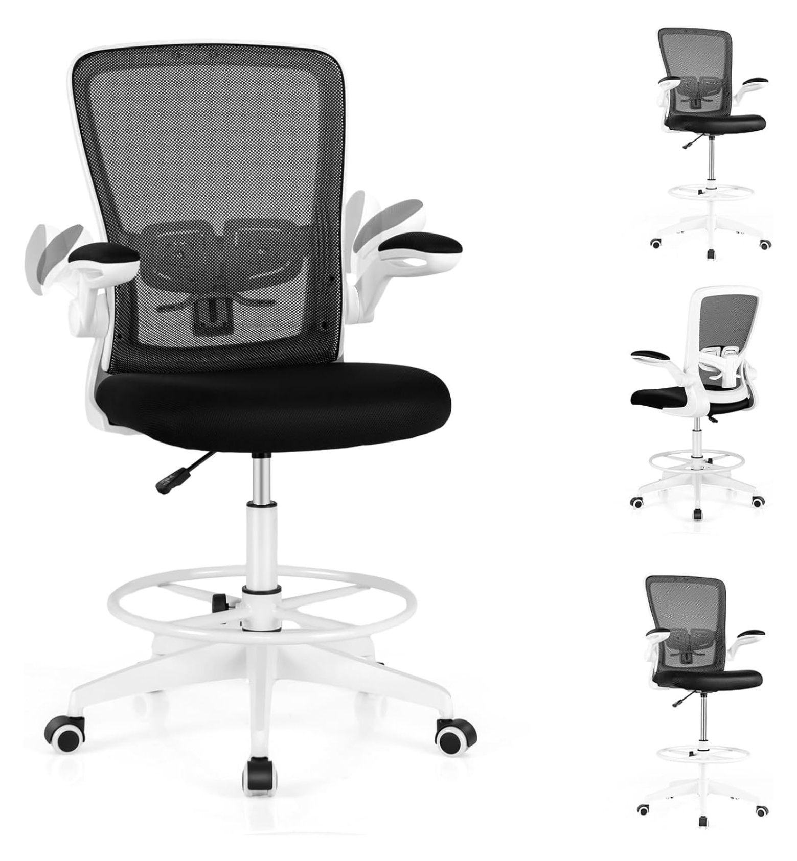 Drafting Chair, Ergonomic Tall Office Chair Stool Standing Desk Chair ...