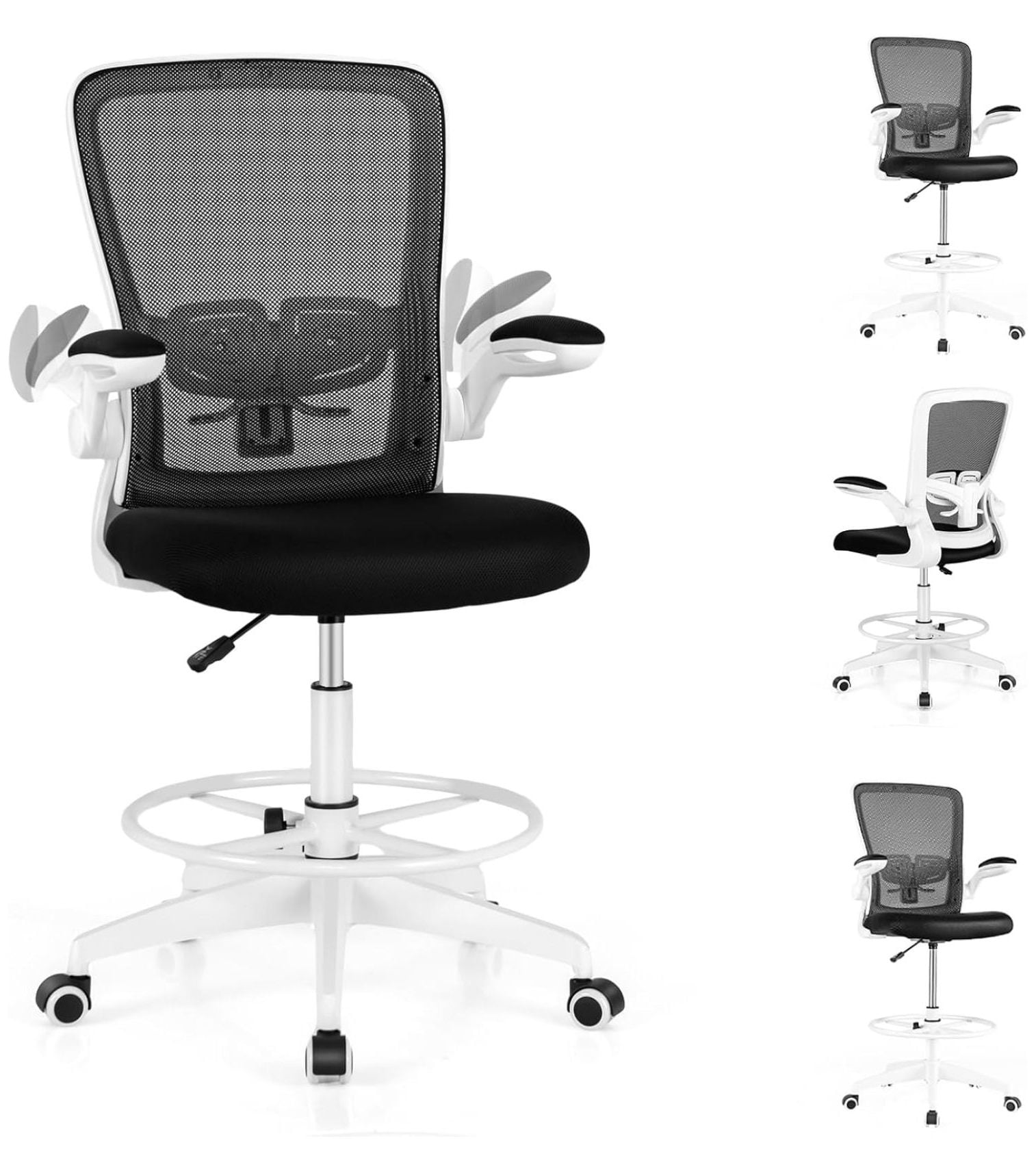 Drafting Chair, Ergonomic Tall Office Chair Stool Standing Desk Chair ...
