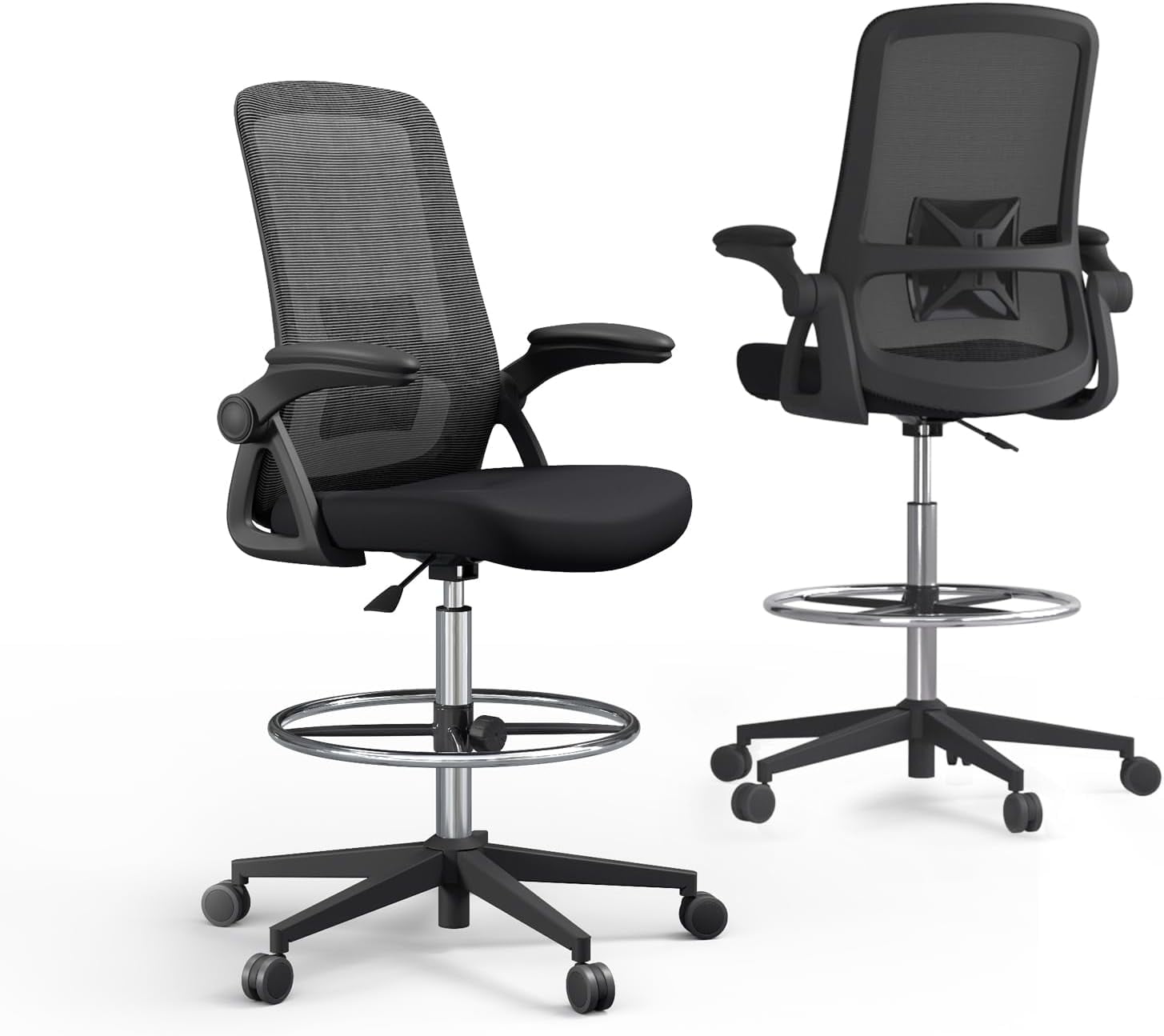 Drafting Chair Mesh Tall Office Chair Barstool Height Office Ergonomic ...