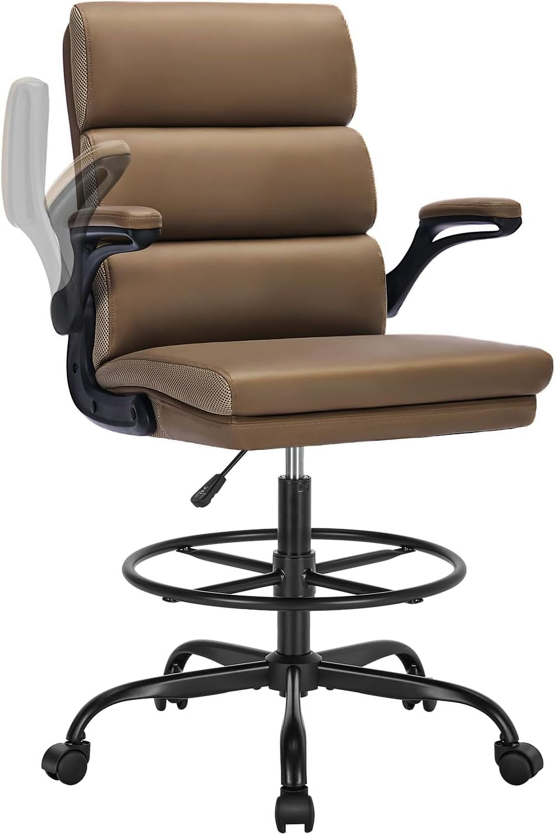 Drafting Chair Tall Office Chair with Padded Flip-up Armrests Executive ...
