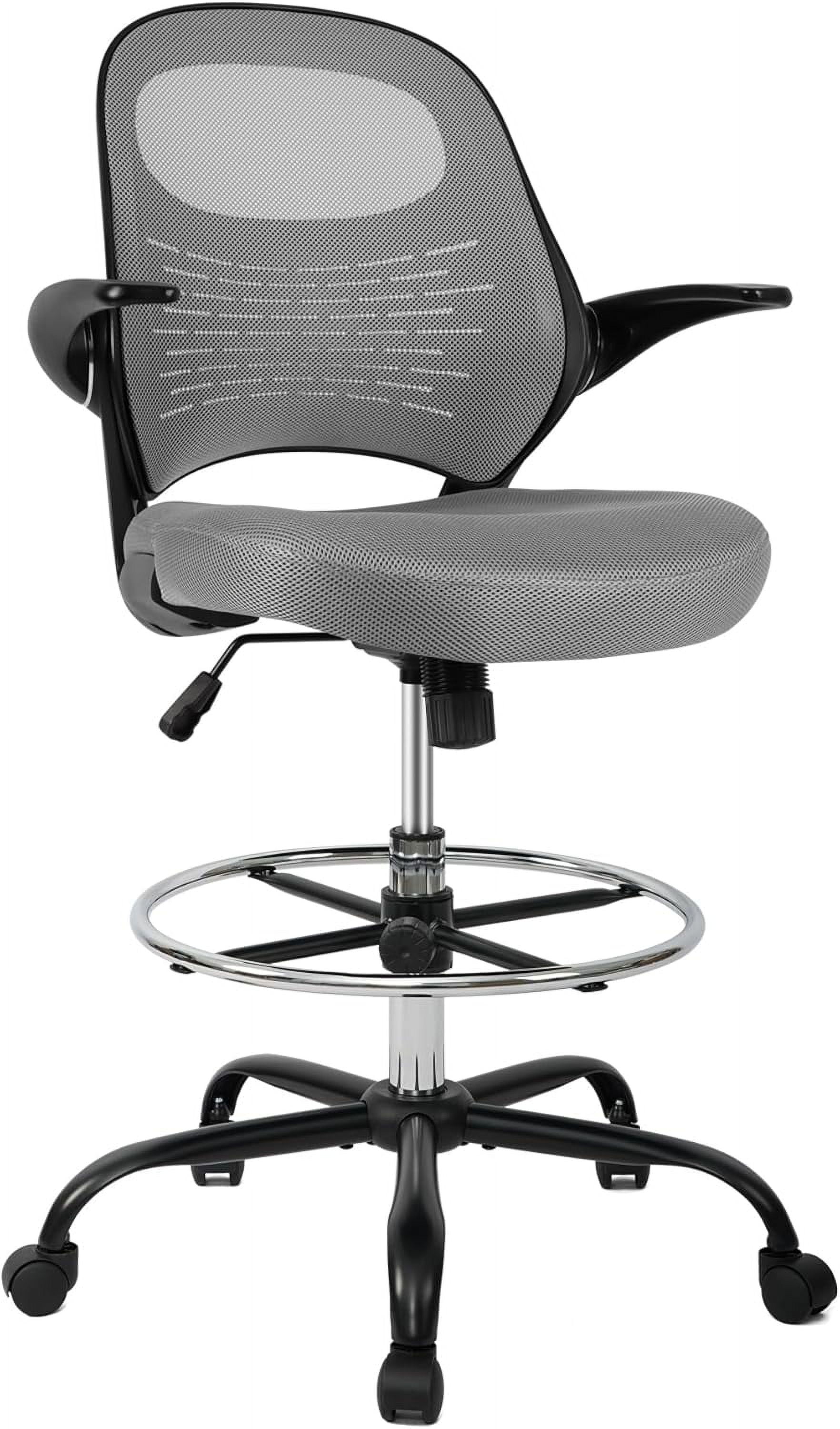 Drafting Chair, Tall Office Chair for Standing Desk, Grey Mesh Drafting ...