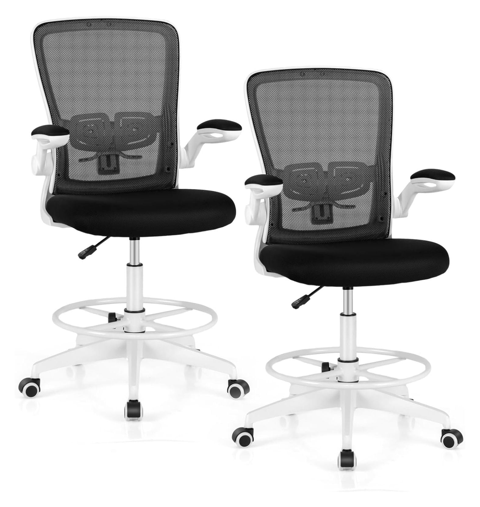 Drafting Chair, Tall Office Chair with -up Armrests & Adjustable Foot ...