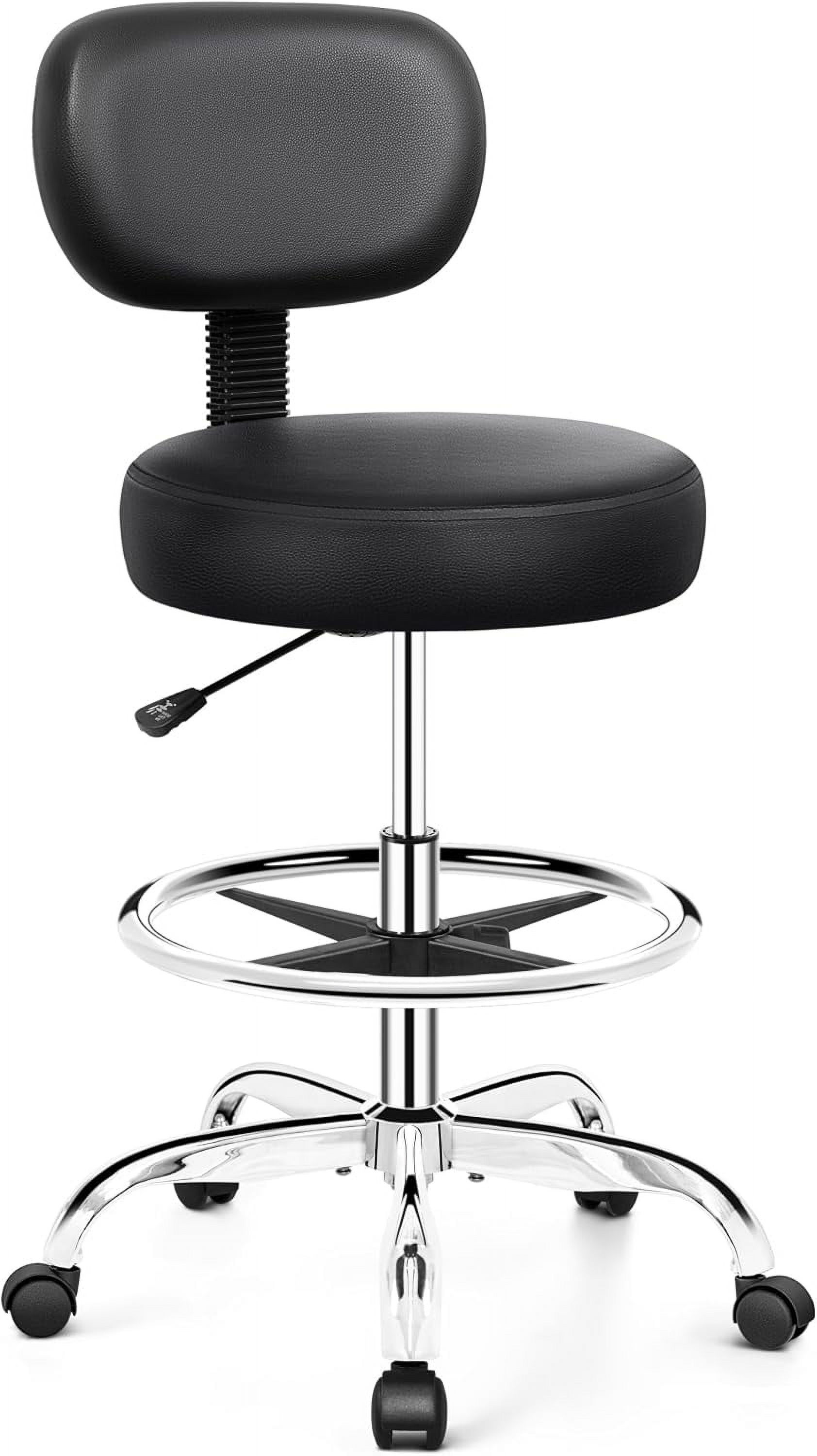 Drafting Chair with Backrest – Adjustable Foot Rest Rolling Stool with ...