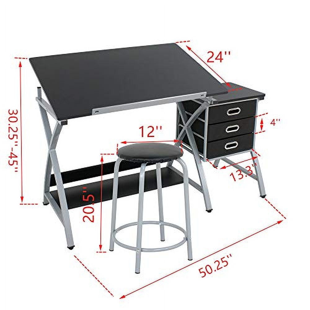 Drafting Desk Drawing Table Tabletop Tiltable for Art & Craft with ...