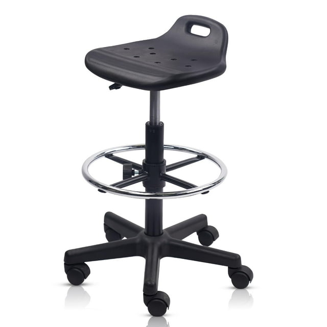 Drafting Rolling Stool Adjustable Height with Foot Rest Breathable Seat Cushion Swivel Stools ...