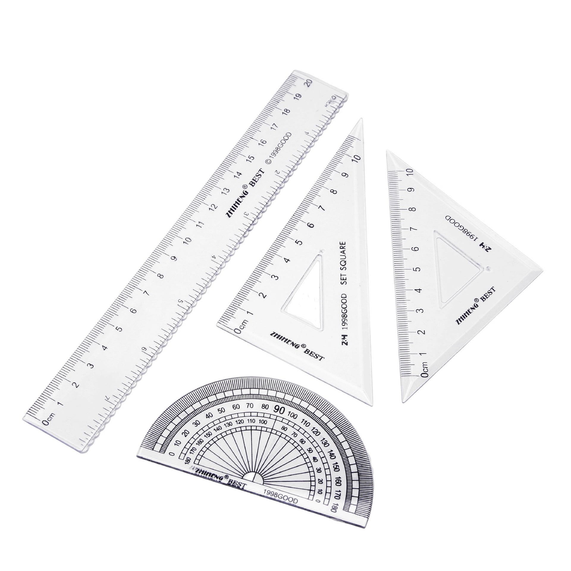 Drafting Ruler Set, Math Geometry Kit Transparent Measuring Tool for ...