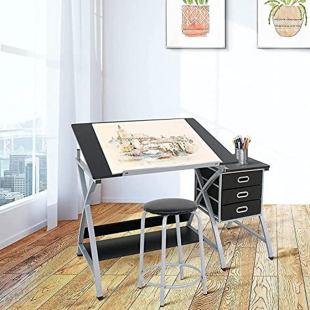 Drafting Table Drawing Desk Art Craft Adjustable Tabletop Craft Table w ...