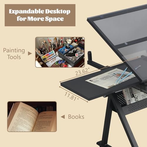 Drafting Table w/Stool, Painting Table Art Craft Desk Crafting Table ...