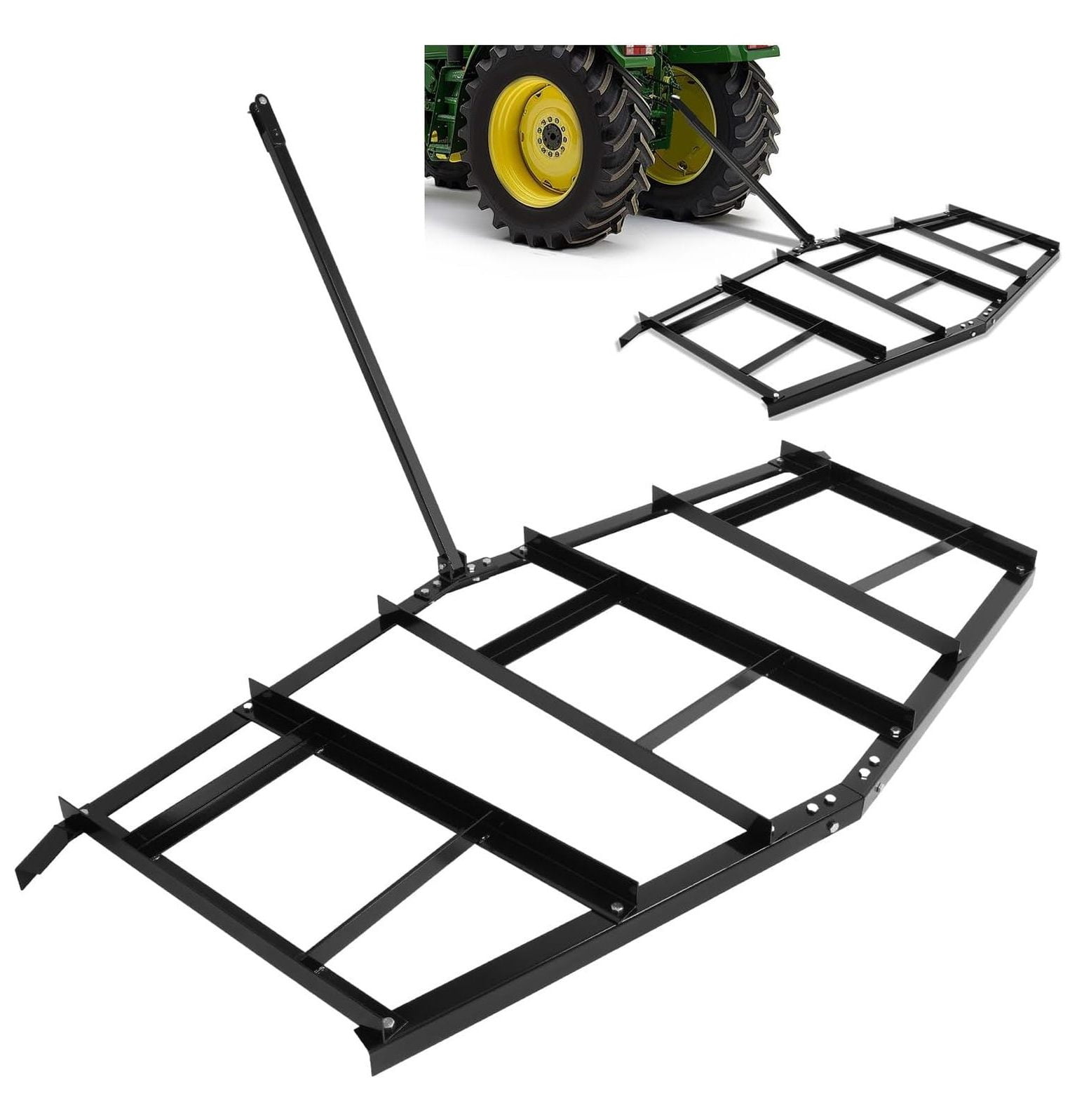 Drag 84" Width Tow Behind Drag Rake Driveway Grader Black Steel Powder ...