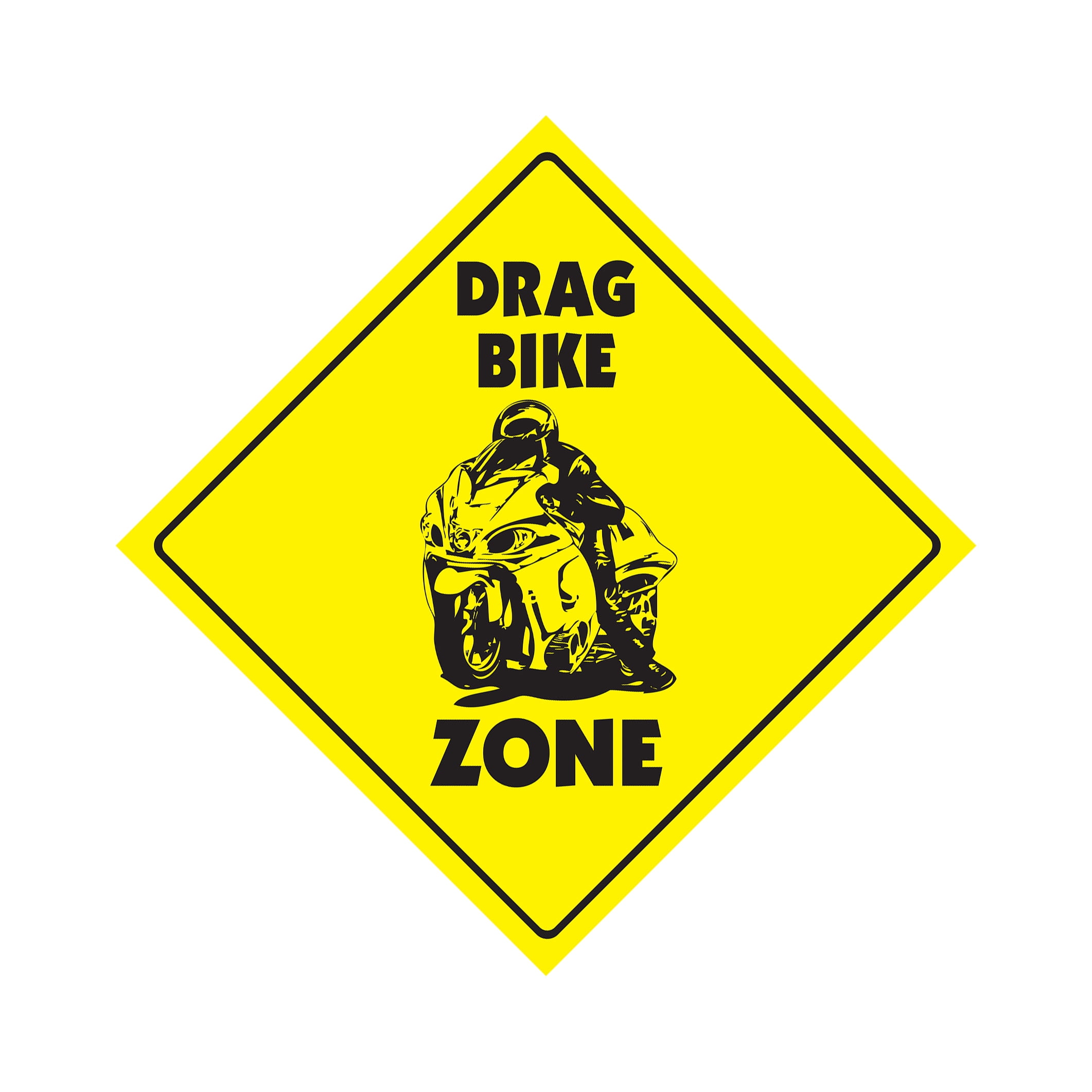 Drag Bike Crossing Sign Zone Xing | Indoor/Outdoor | 12" Tall stip ...
