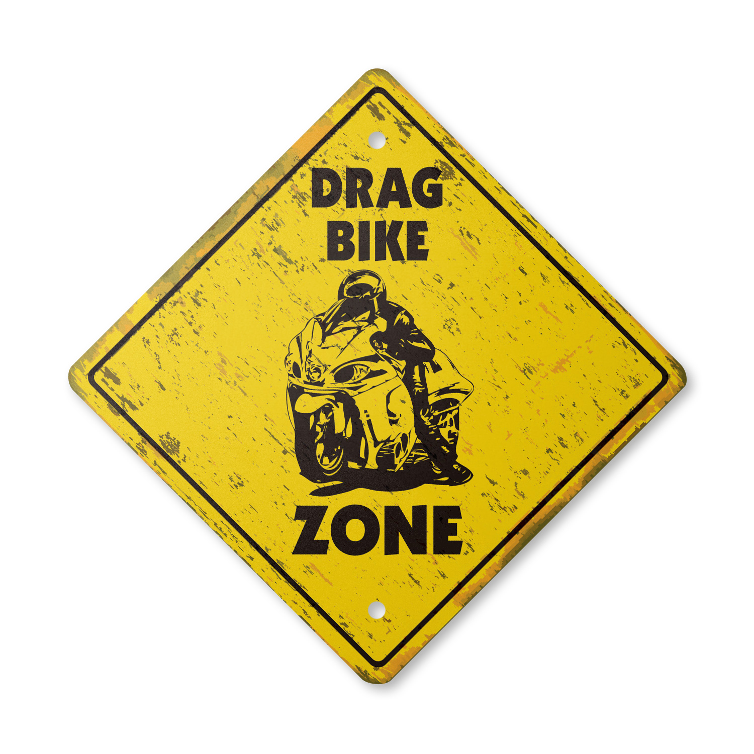 Drag Bike Vintage Crossing Sign Zone Xing | Indoor/Outdoor Plastic | 14 ...
