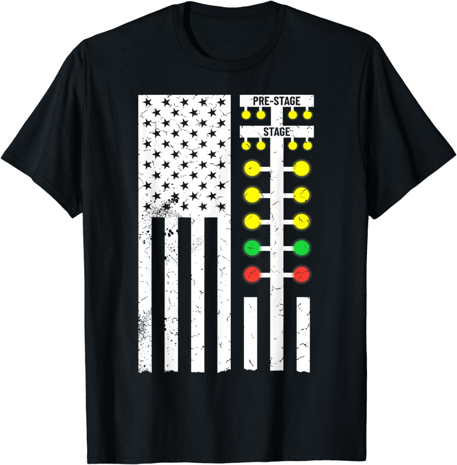 Drag Racing Flag American Drag Racer Drag Strip Tree Light T-Shirt ...