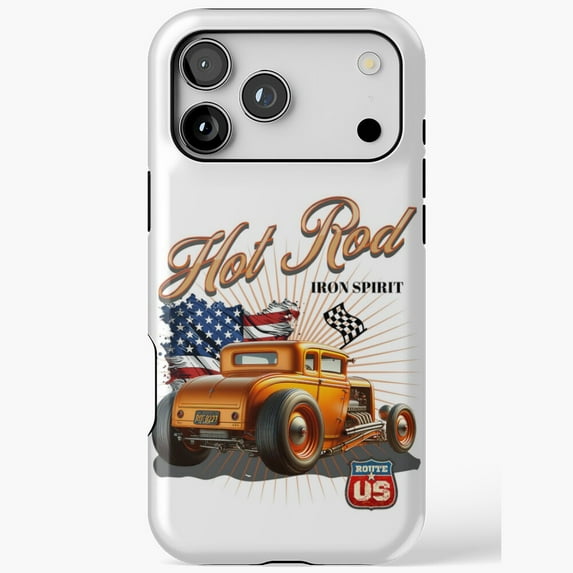 Drag Racing Hot Rod Vintage Muscle Bold Flames Art iPhone Case 17 16 15 ...