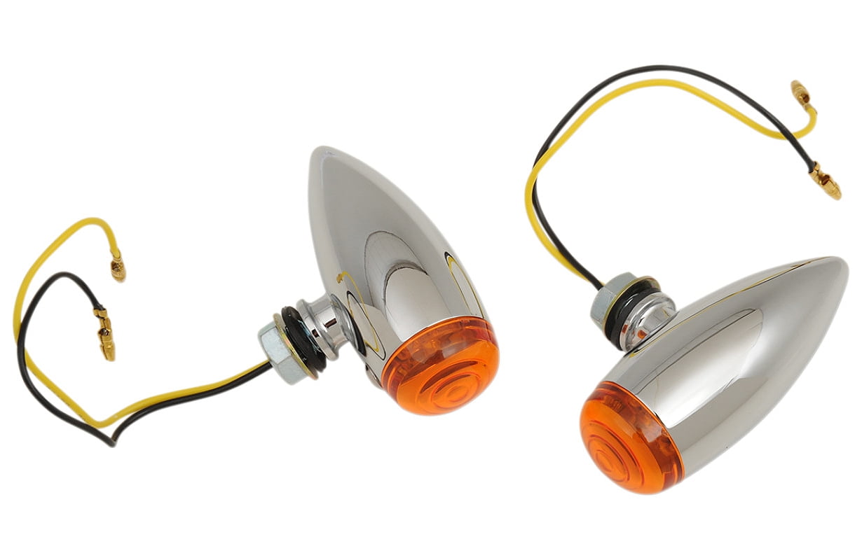 Drag Specialties Chrome Bullet Marker Lights Amber Lens/Amber LED (7805 ...