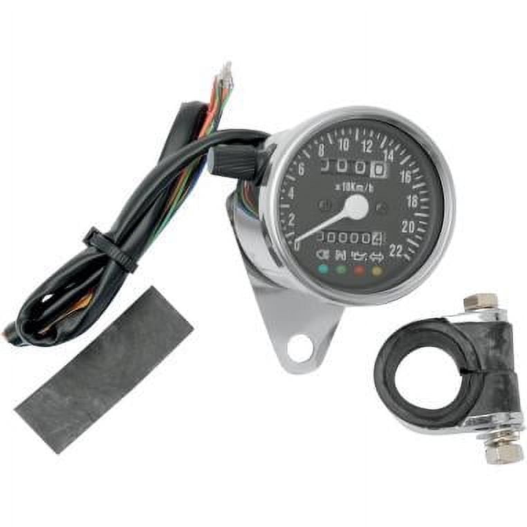 Drag Specialties Mini Mechanical Speedometer with LED Indicators 2.4in ...