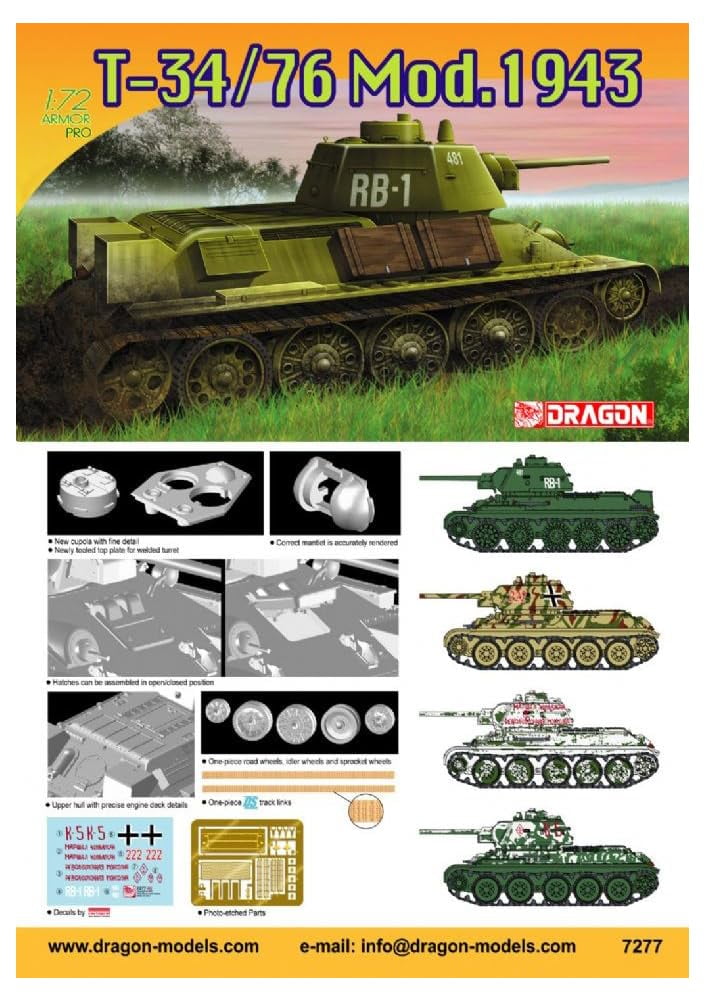Dragon - 1/72 T-34/76 Mod. 1943 - DRA7277 - Walmart.com