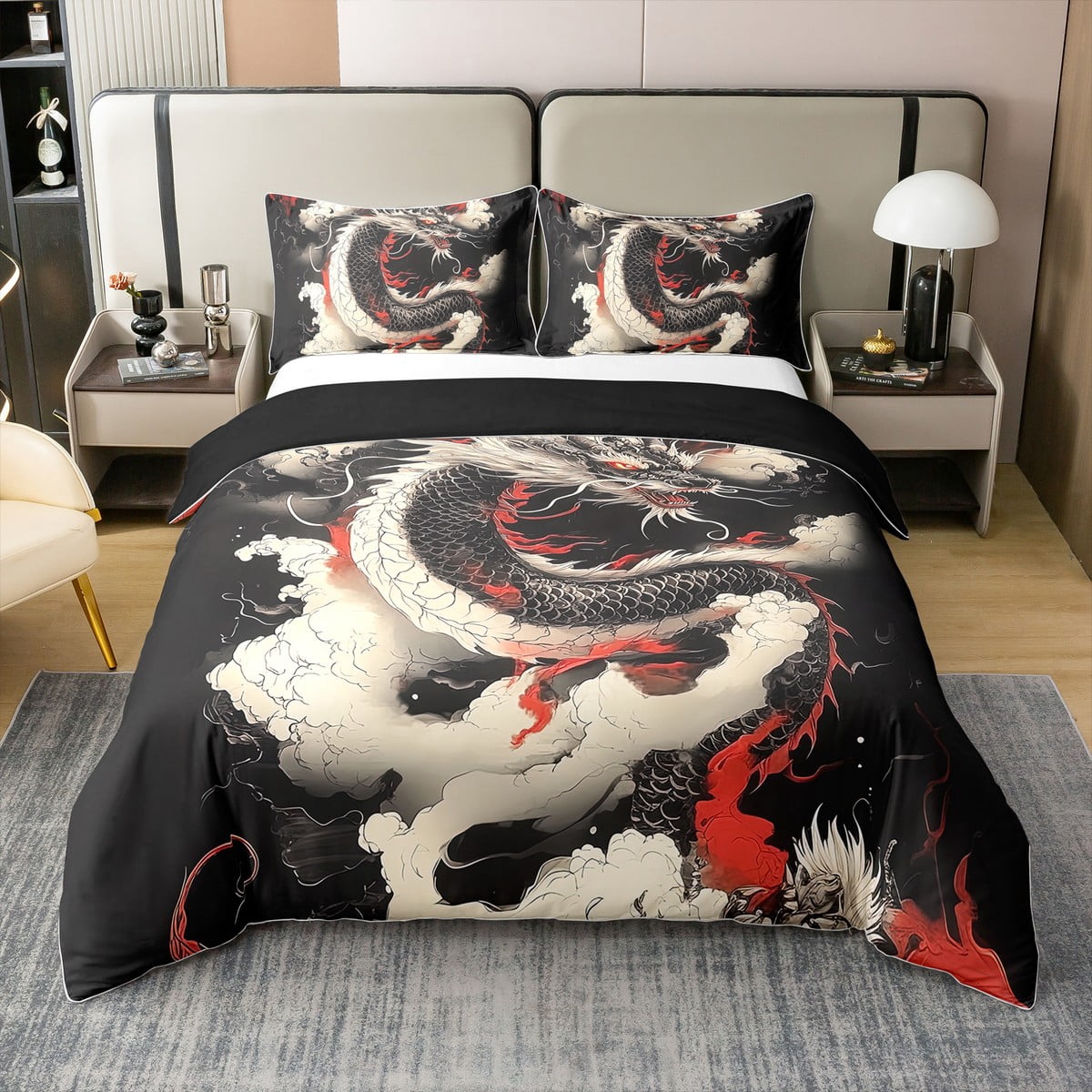 Dragon 100% Cotton Duvet Cover Queen Teens Adult,Japanese Dragon ...