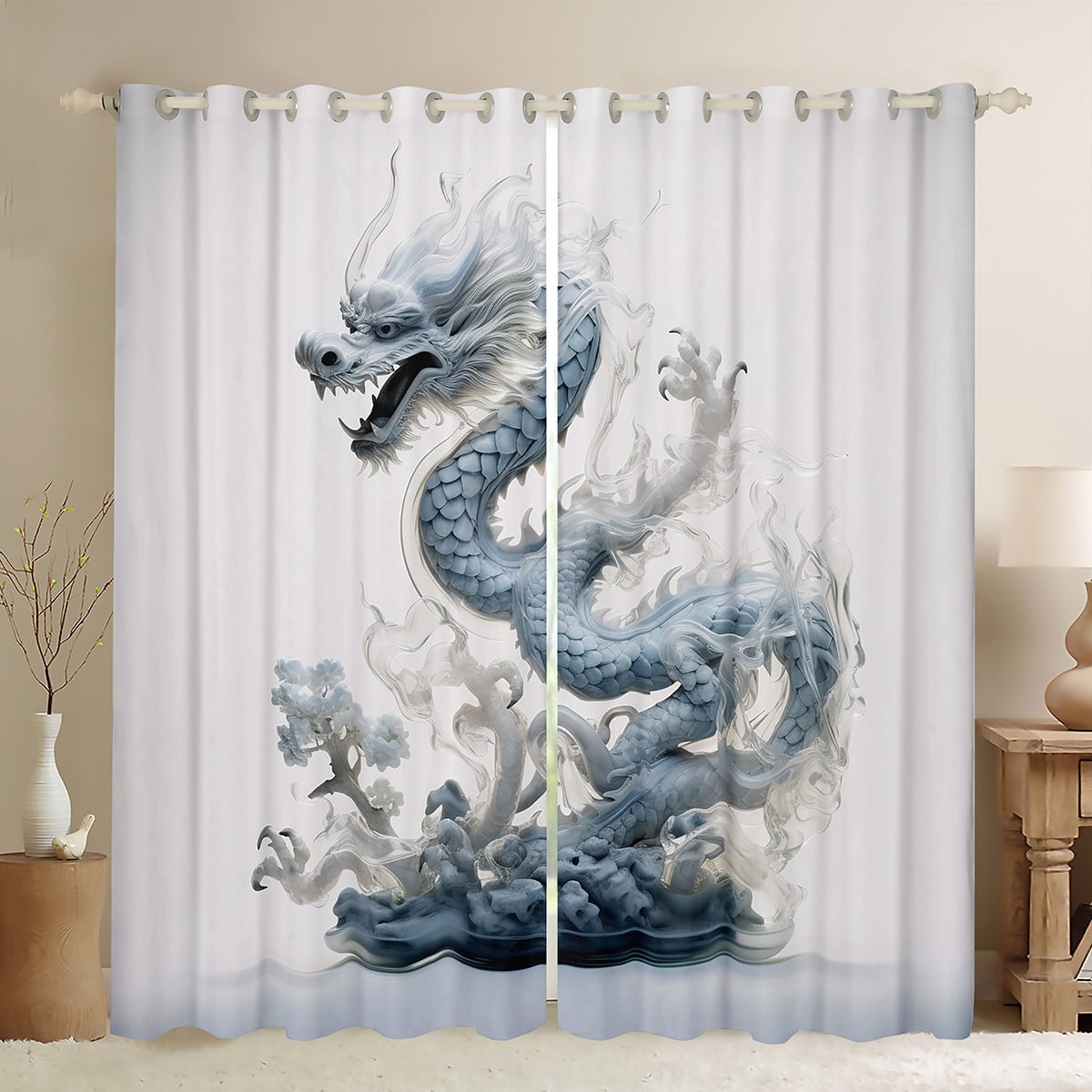 Dragon 30%-50% Blackout Curtains Mysterious Eastern Dragon Curtains ...