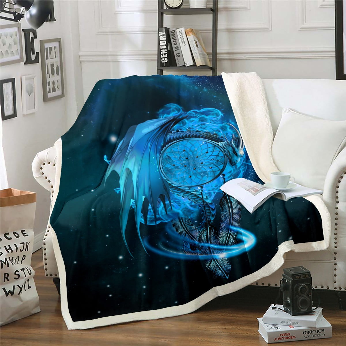 Dragon 40"x50" Throw Blanket,Vintage Gothic Fleece Blanket Dream ...
