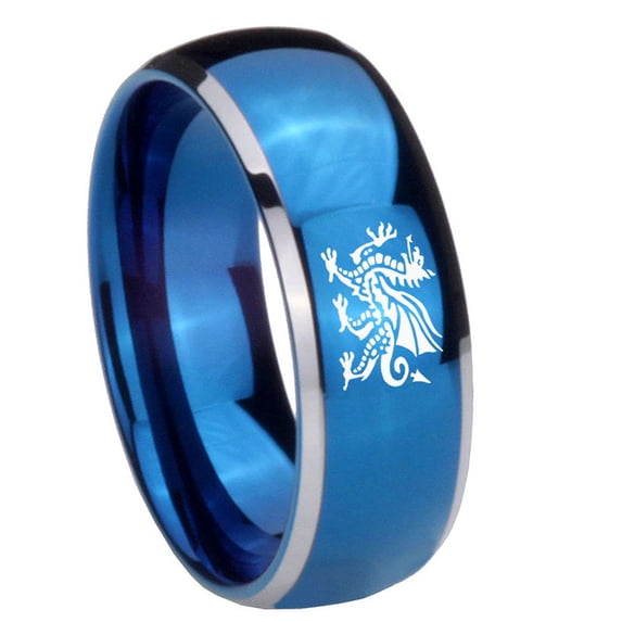 Dragon 8MM Polished Blue 2 Tone Dome Tungsten Men Ring - Walmart.com